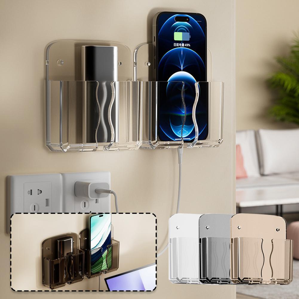 Plastic Wall Mounted Organizer Adhesive Mobile Bedside Box Phone ...