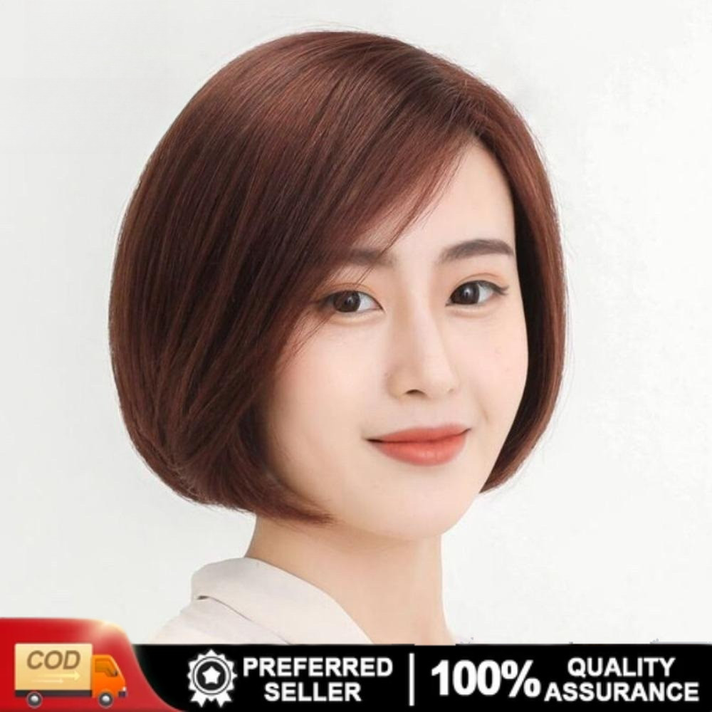 [COD]Bob Straight Wig with Bangs, Short Black Brown Wigs,Women Bob Wigs ...