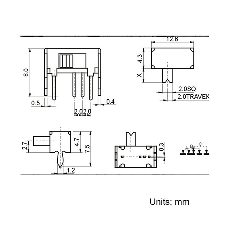 [8C11] 10Pcs SS13D07VG2 4 PINS 3 Position 1P3T Toggle Double Vertical ...