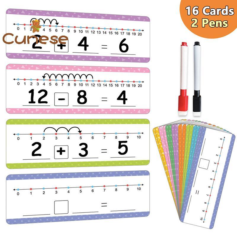 [Cunese] 16Pcs Educational Dry Erase Number Line Cards For Kids ...
