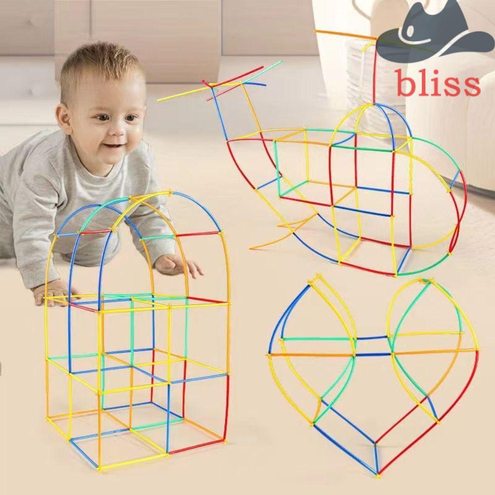 BLISS 300pcs Straw Constructor Toys, Plastic Assembly Puzzle Colorful ...