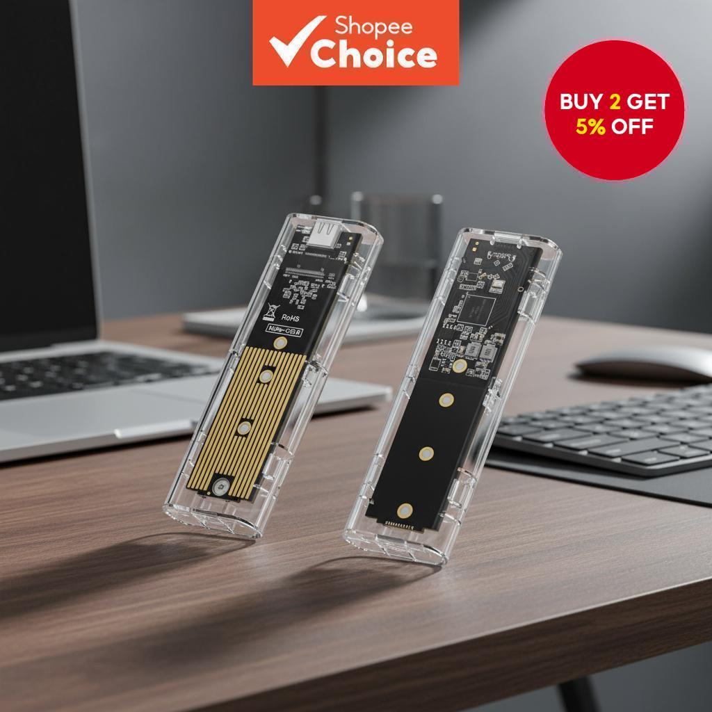 M.2 NVMe SSD and NGFF transparent enclosure for dual protocol external ...