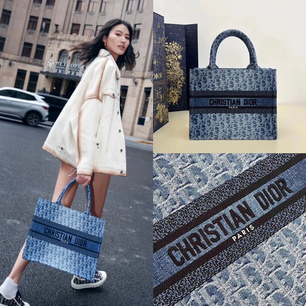 DIOR 2024 New Style tote Denim Gradient Series Small Medium Large Size ...