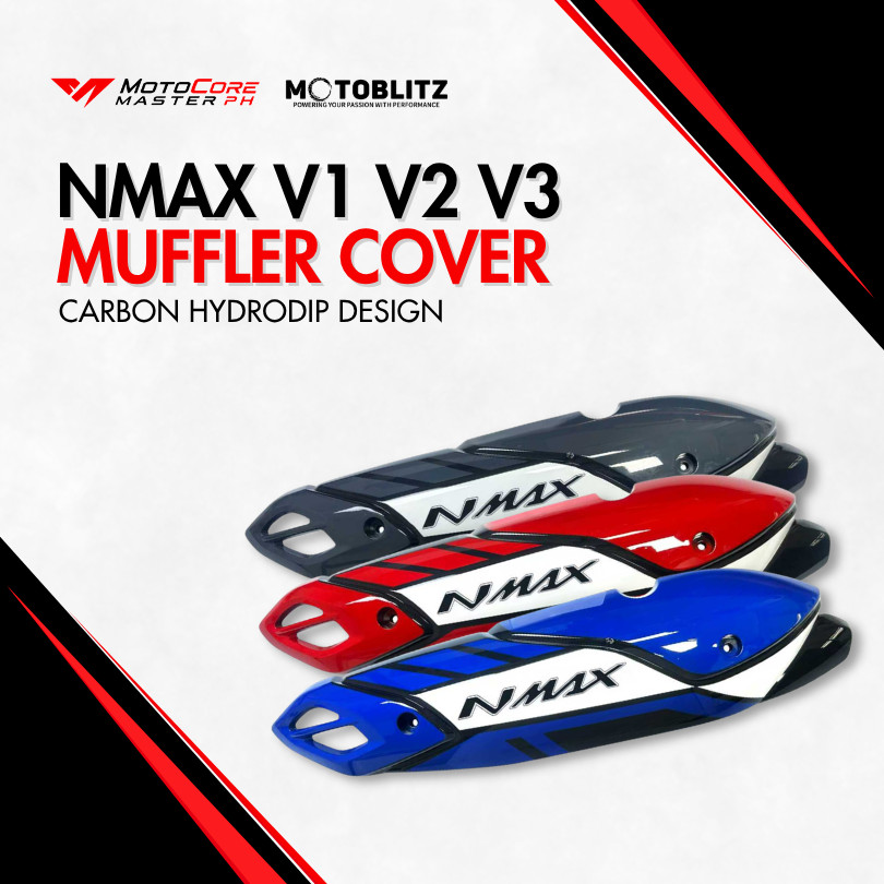 MotoCore MotoBlitz Muffler Cover NMAX V1 V2 V3 Premium Carbon Hydro Dip ...