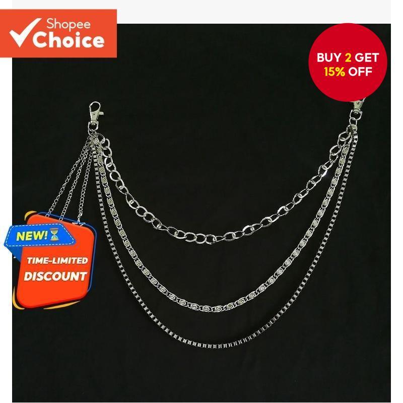 Retro Hip Hop Waist Chain – 3-Tier Star Pendant Metal Pants Belt Chain ...