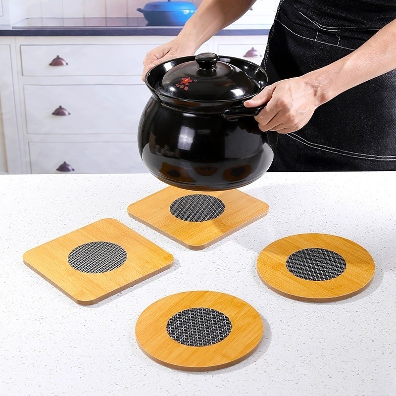 WOOD and BAMBOO HEAT PAD placemat, creative table mat, coaster, anti ...
