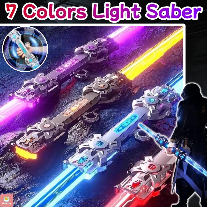 7-color Light Saber 2-side Retractable Light Sword with Sound Light USB ...