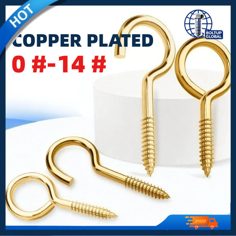 Copper-plated Hook Eye Screw / Self Tapping Eye Screw Hook for DIY ...