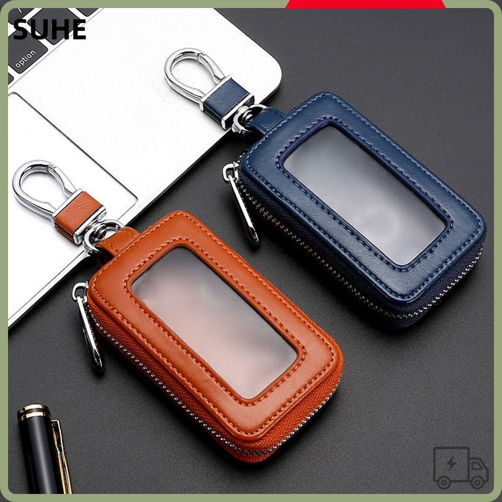 HI-SUHE Keychain Holder, Hook Zipper Car Key Bags, Durable Leather ...