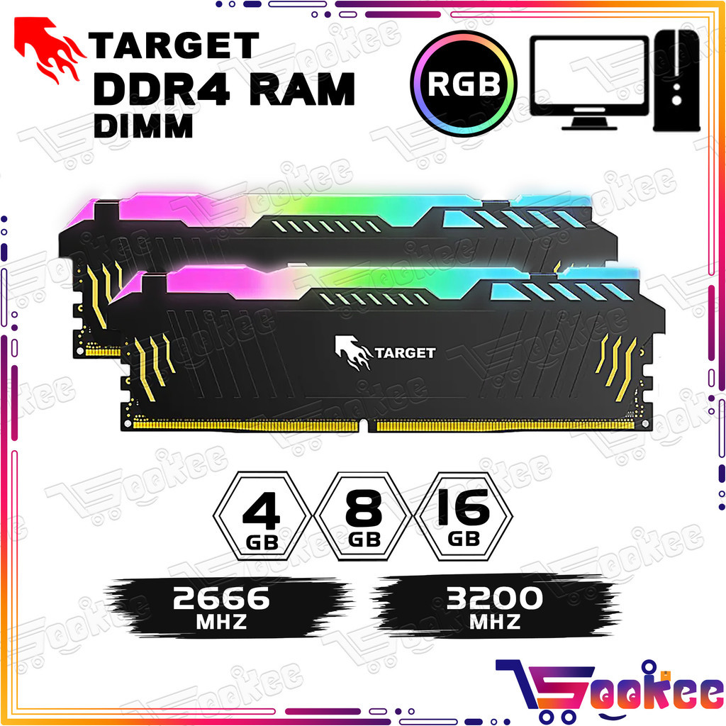 TARGET PC Desktop DDR4 RAM RGB 3200MHz 8GB 16GB 32GB DIMM 1.2V 288pin ...