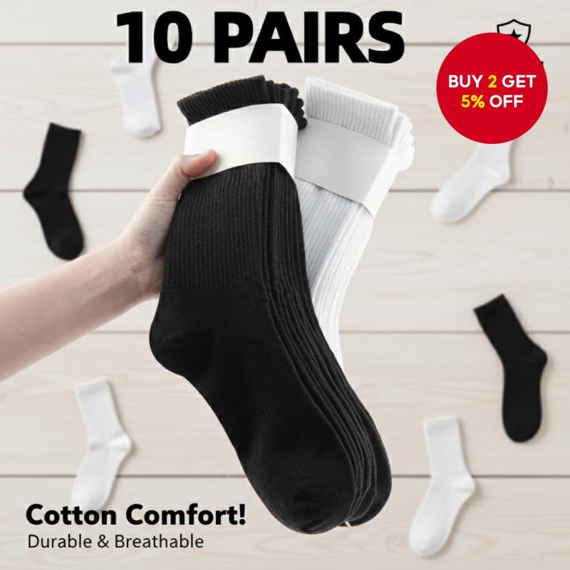 5/10 Pairs Unisex Long Socks High Cotton Breathable Crew Hosiery For ...