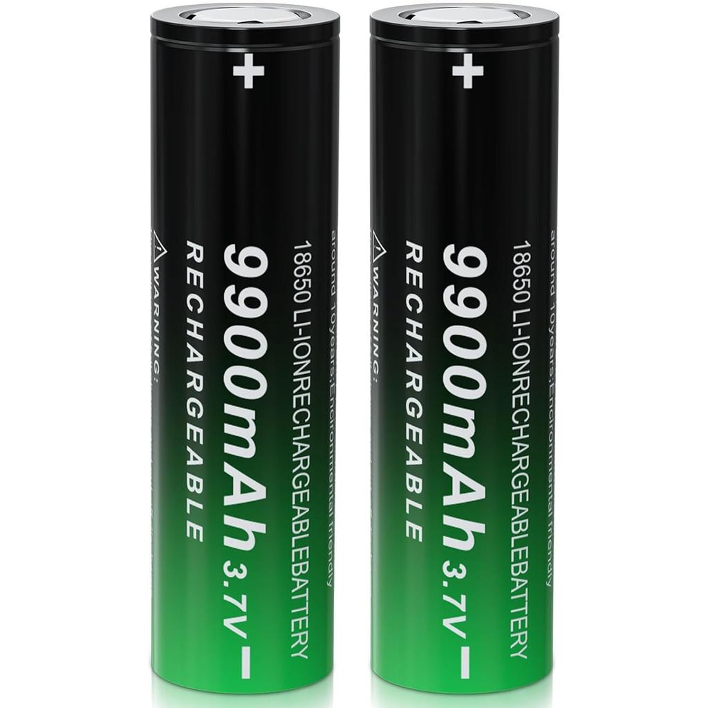 2 Pack 18650 Rechargeable , 3.7volt Li-ion 9900mAh High Capacity 18650 ...