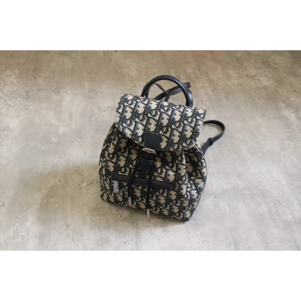 Dior oblique Twill Letter Full Print baby Buckle School Bag Backpack ...