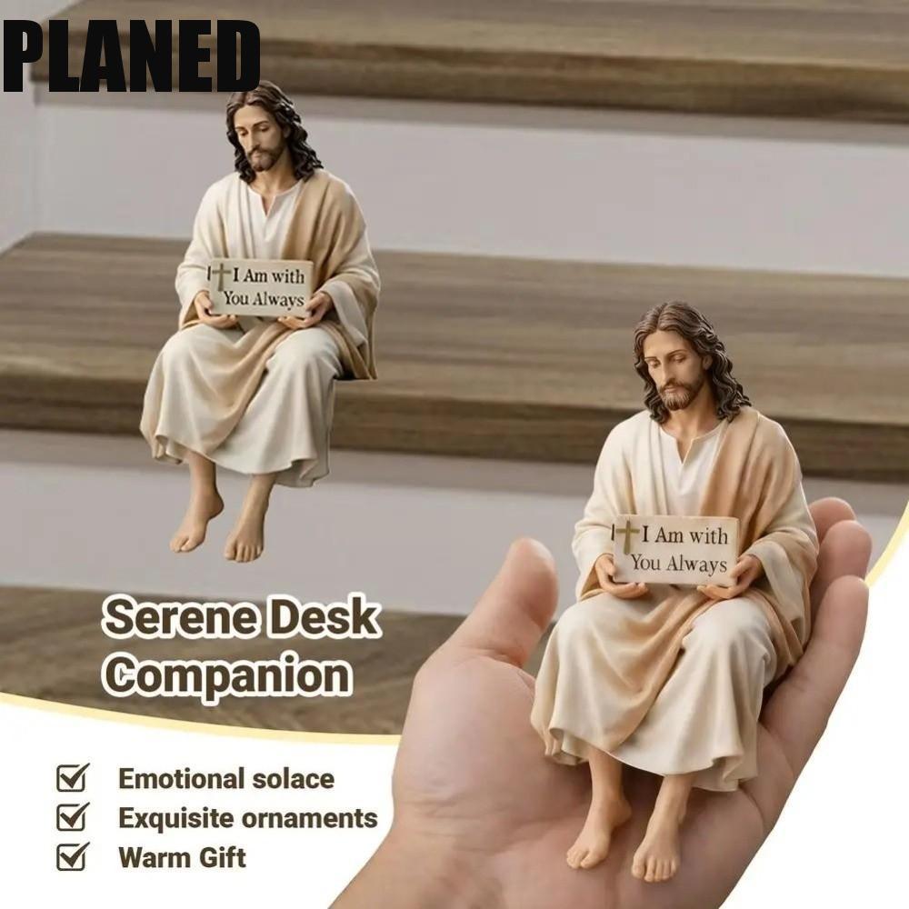 PLANED Jesus Figurine, Hand Painted Sitting Pose Jesus Christ Statue ...