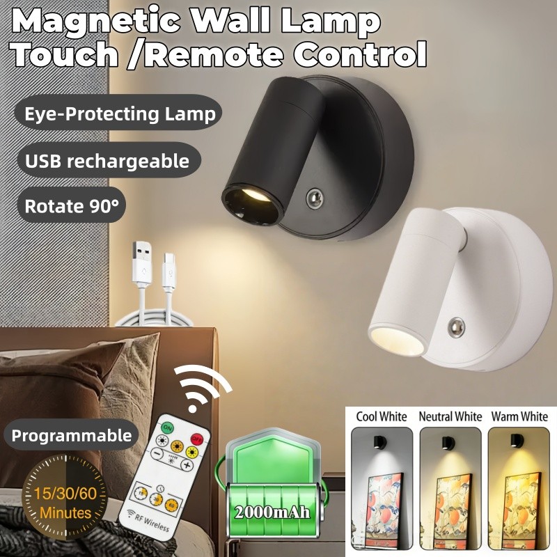 Spotlight Touch/Remote 2000mAH Magnetic Base USB Rechargeable Wall ...