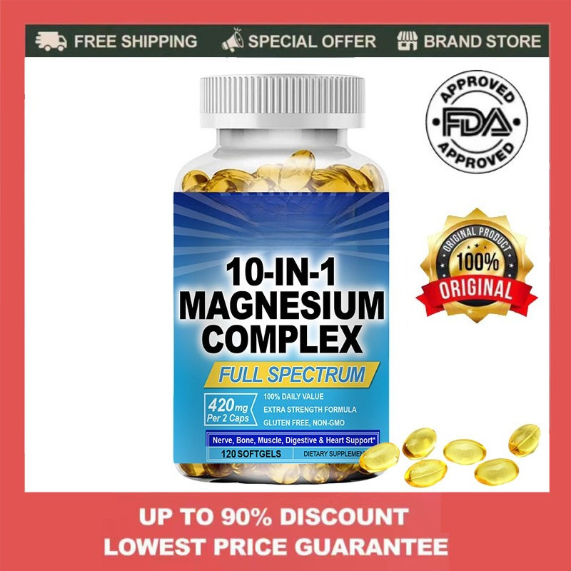 10-in-1 Magnesium Complex Supplement 120 Capsules, 420mg Elemental ...