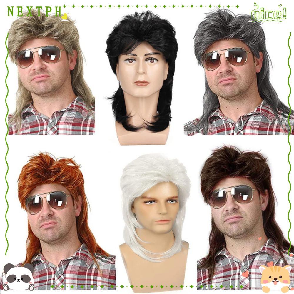 NEXTPH 70s 80s Rockstar Wig, Fluffy Medium Length Cosplay Wig, Vintage ...