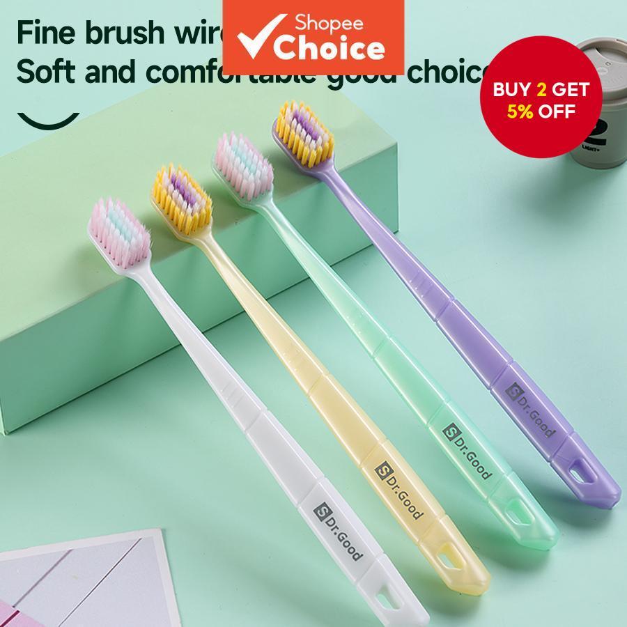 Adult soft bristle wide head toothbrush with slip-resistant handle in 4 ...