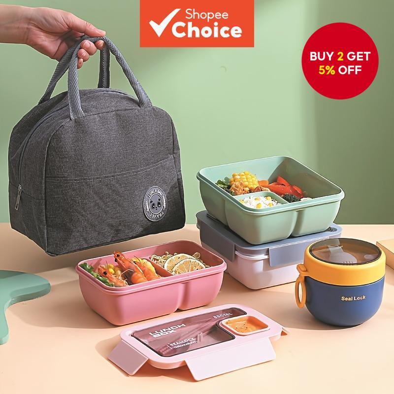 Lunch Box Set, 4pc Insulated Leak-Proof, Collapsible with Thermal Bag ...