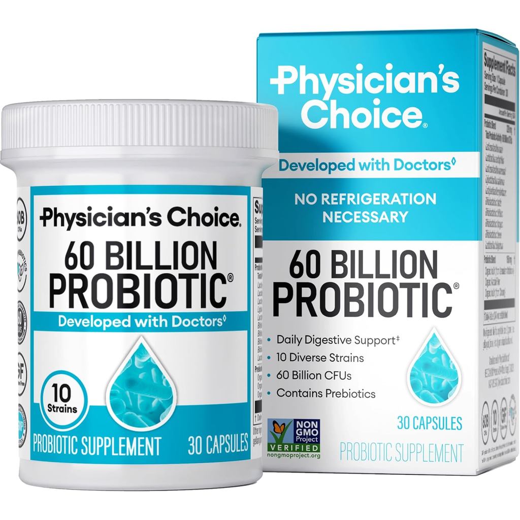 Physician's Choice Probiotics 60 Billion CFU - 10 Strains + Organic ...