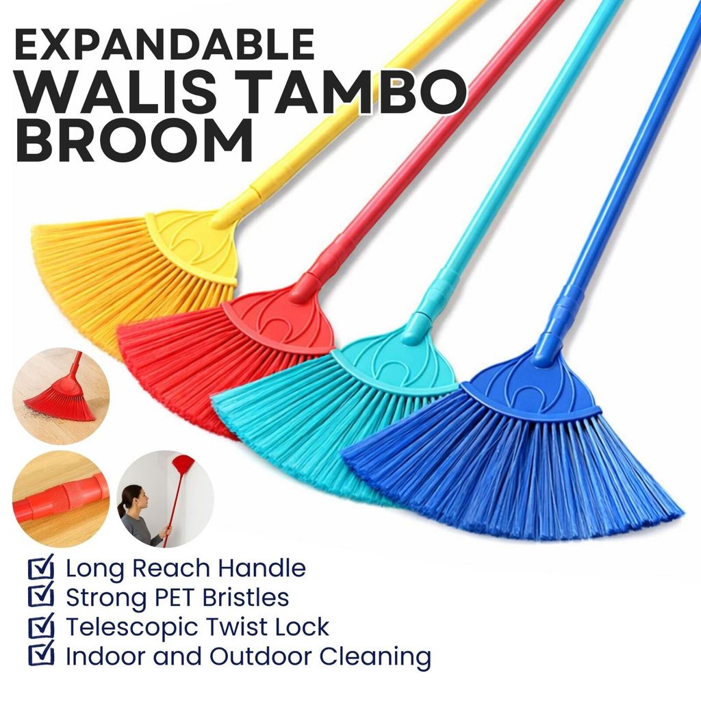 Heavy Duty Walis Tambo Plastic Broom Long Handle for Floor Ceiling Home ...