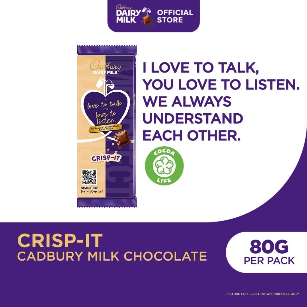 Cadbury Dairy Milk Crisp-It 80g , Milk Chocolate with Wheat Crispies ...