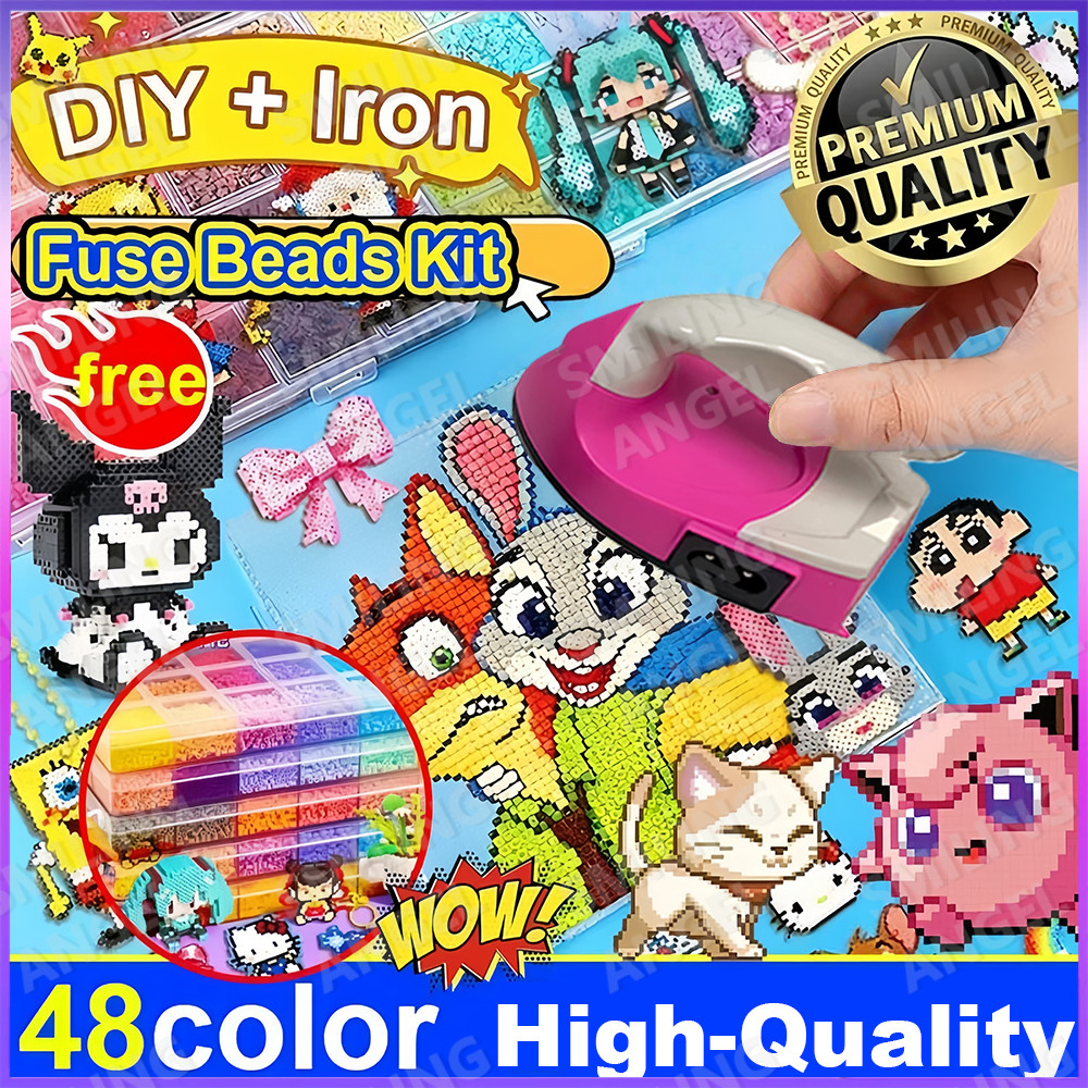 Perler Beads Fuse Beads Kit 48 Colors DIY Fuse Beads Kit 3D Puzzle Set ...