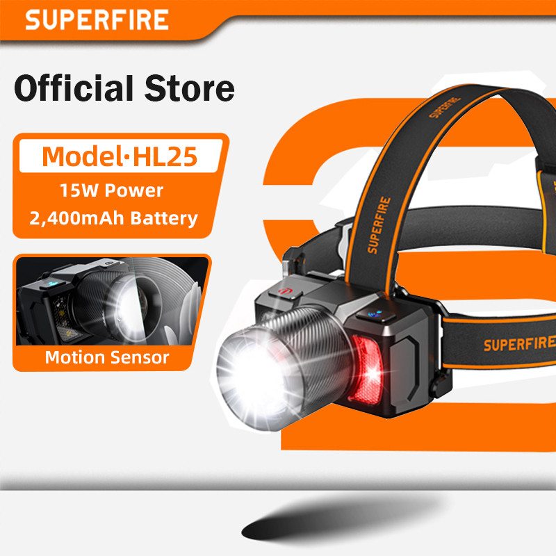SUPERFIRE HL25 15W LED Zoomable Headlamp Super Bright Type-c ...