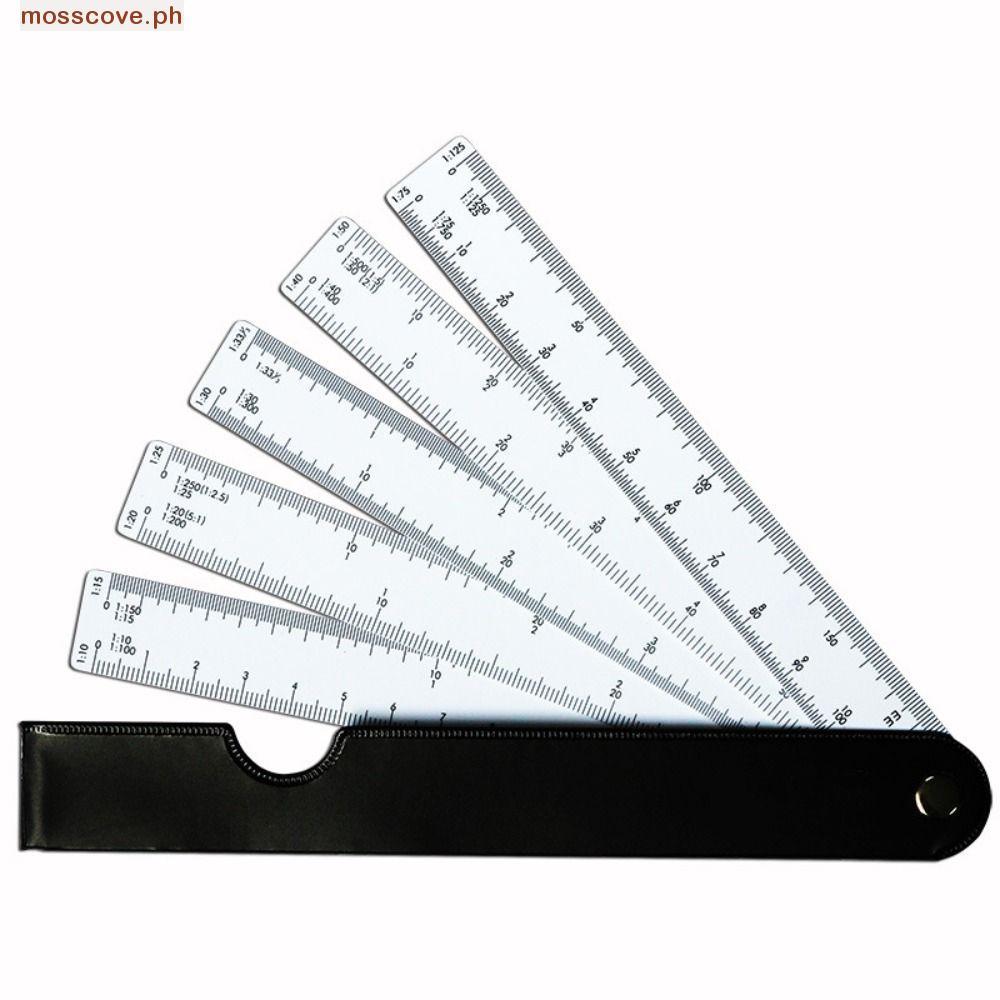 MOSSCOVE Fan Shape Scale Ruler, 5 Blades Drawing Tools Foldable Rulers ...