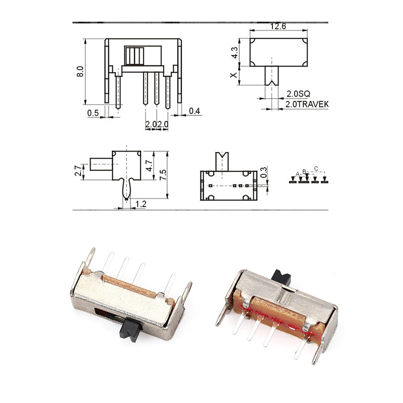 [8C11] 10Pcs SS13D07VG2 4 PINS 3 Position 1P3T Toggle Double Vertical ...