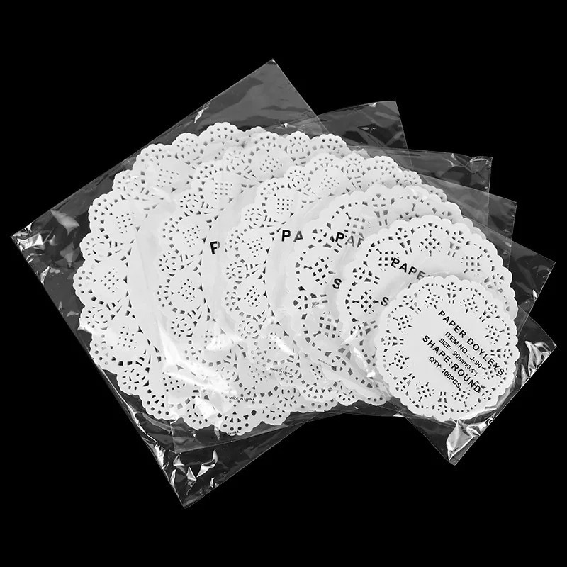 【12.23】 100Pcs Round Paper Lace Doilies Cake Placemat Party Wedding ...