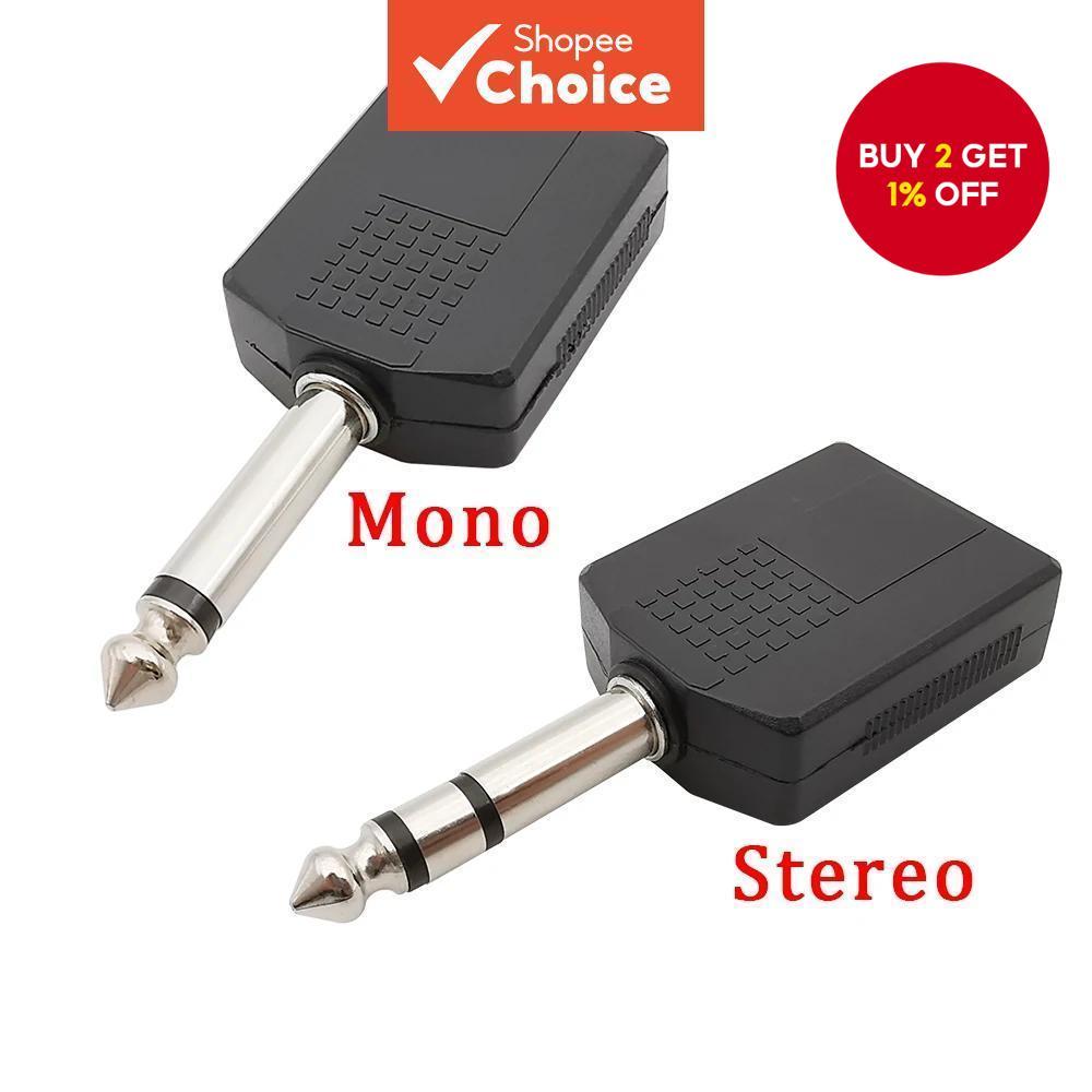 Stereo Mono 1/4 Y Splitter Audio Adapter Splitter 6.35 Male Jack to 2 ...