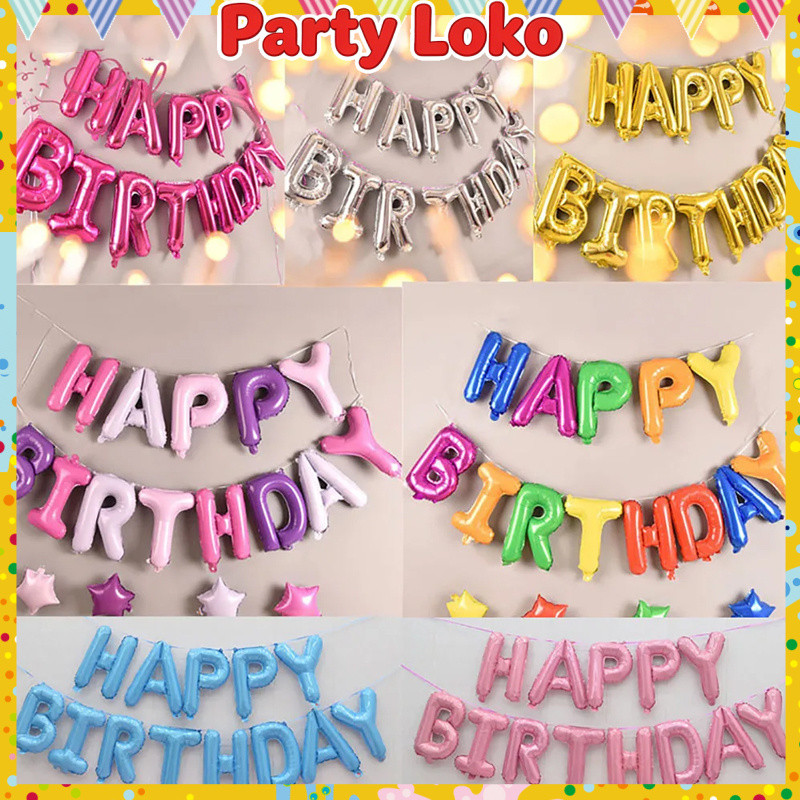 Happy Birthday Set HB Aluminium Foil Balloon Letter Balloons Banner ...