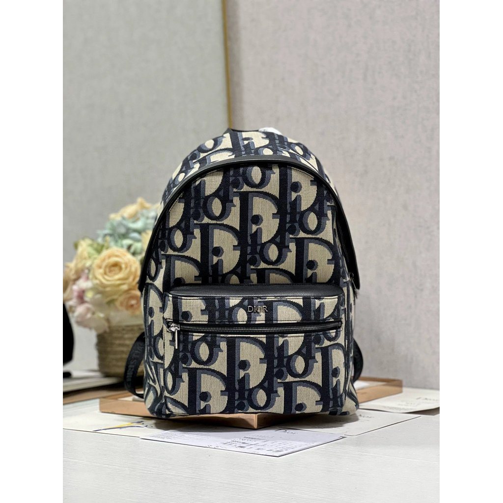 Dior Oblique Backpack Men Women Same Style Large Letter Print Backpack ...