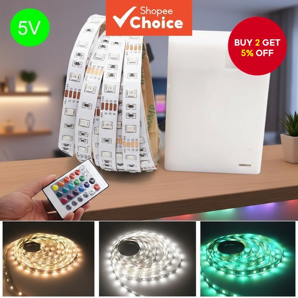 DC5V 3AA Battery LED Strip Light SMD 2835 2M Flexible White for Bedroom ...