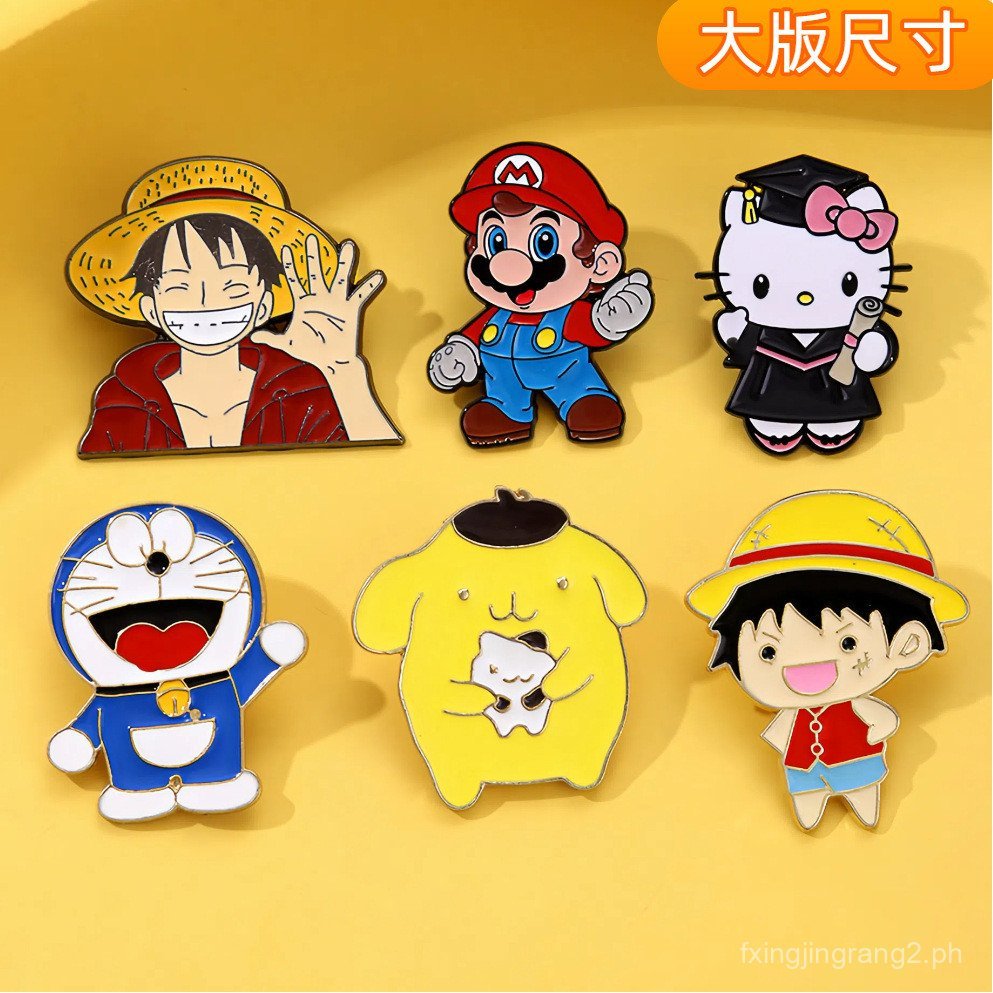 Doraemon Super Mario Bros Cartoon Metal Badge Alloy Drip Oil Broch ...