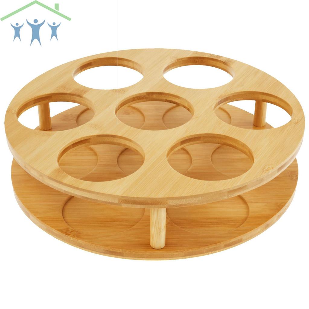 Rotating Coffee Syrup Organizer Wood Coffee Syrup Rack 7 Slots Syrup ...