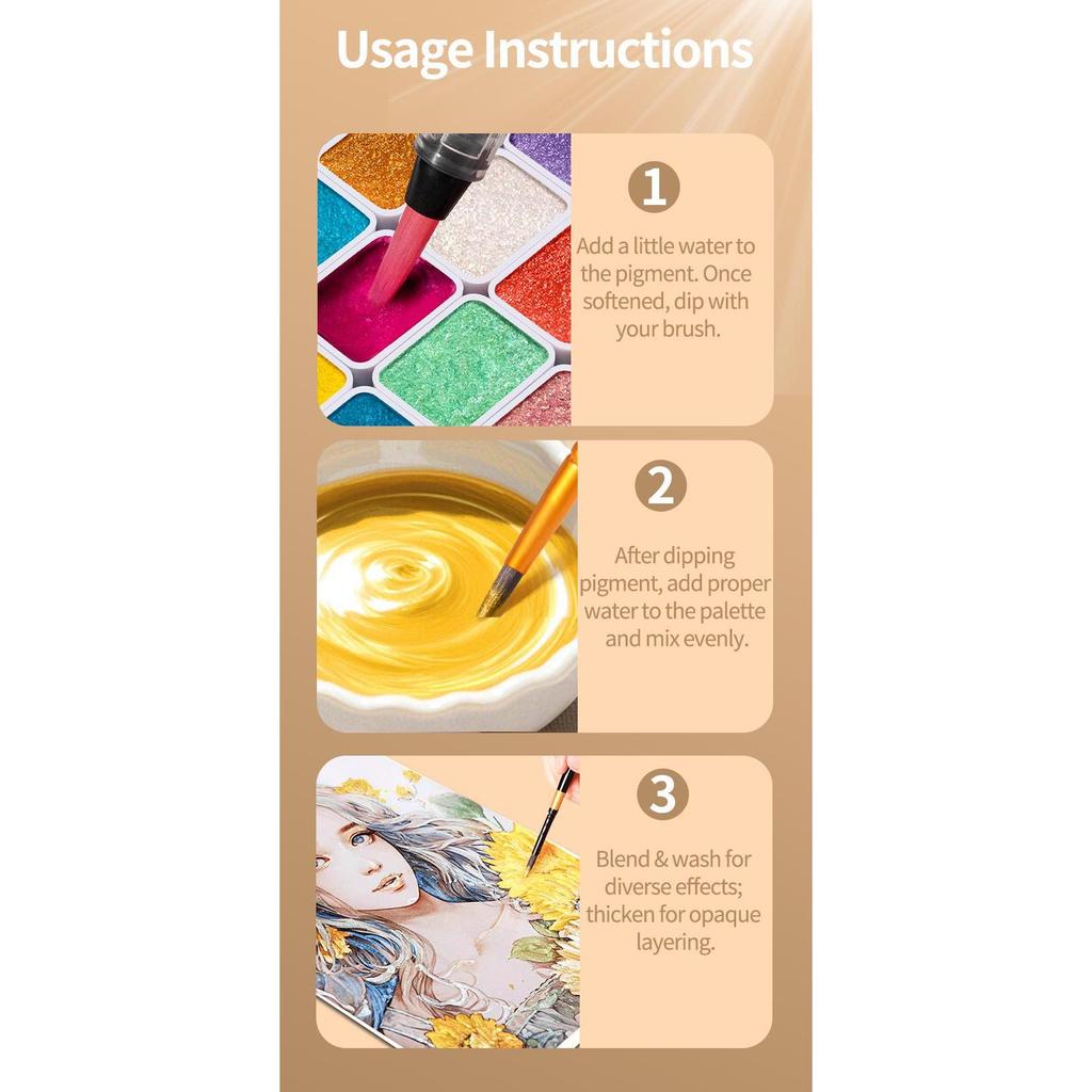 Angel Mark 180 Colors Solid Pigment Pearlescent Set for Art Painting ...