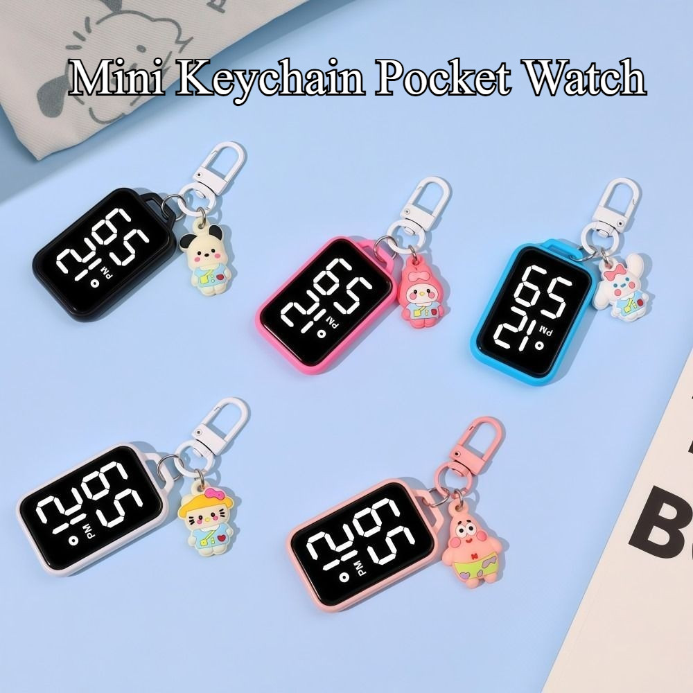Mini Keychain Pocket Watch Digital Display Square Electronic Hanging ...