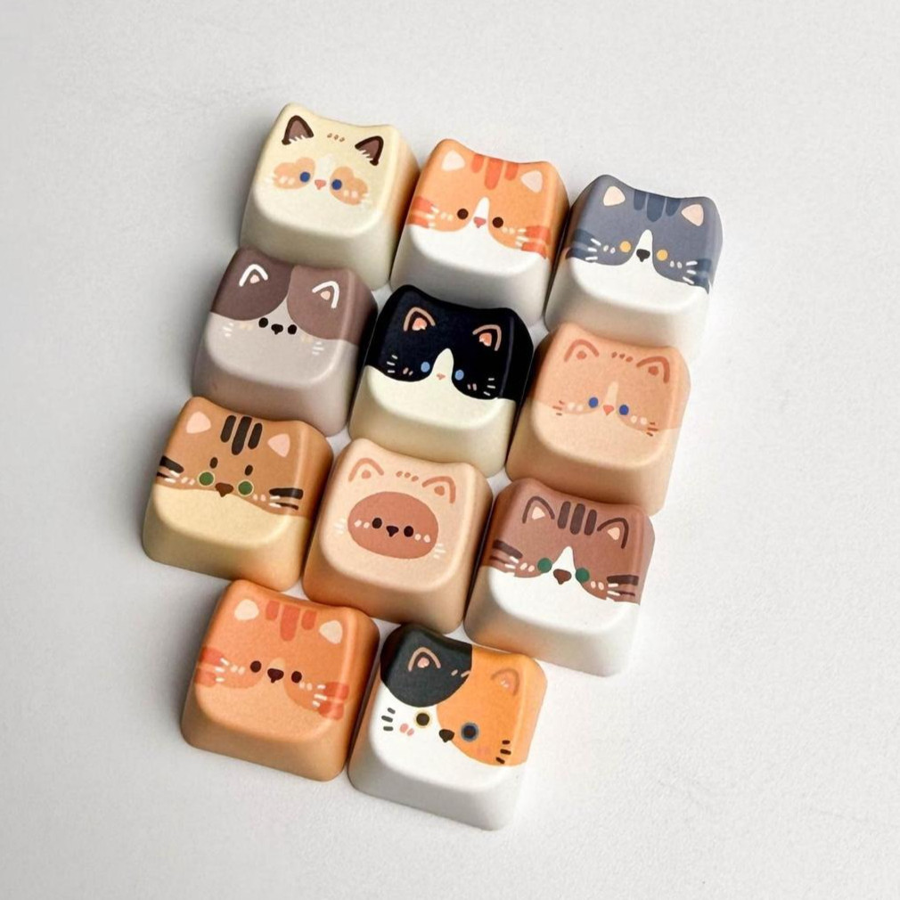 MAIMOOO Cat Family Keycaps MAO Profile Personalized Cute Kitten Keycaps ...