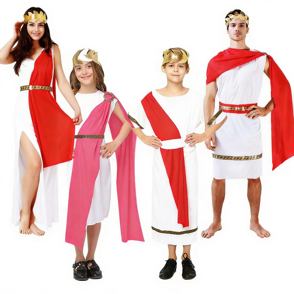Greek Ancient Tunic Roman Emperor Prince Toga Costume Men Women Boys ...