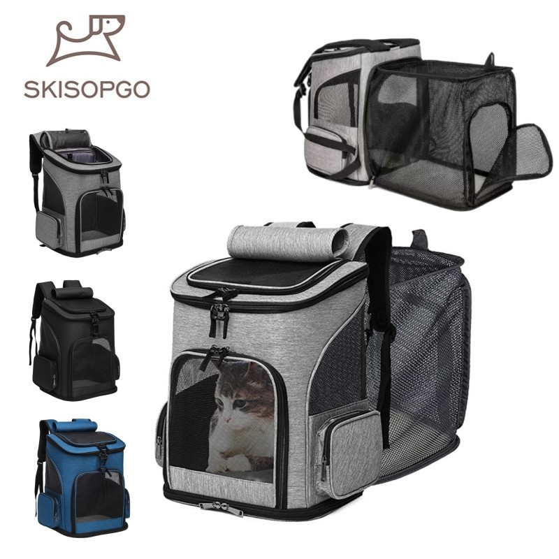 Skisopgo Expandable Pet Backpack With Zipper Portable Foldable Large ...
