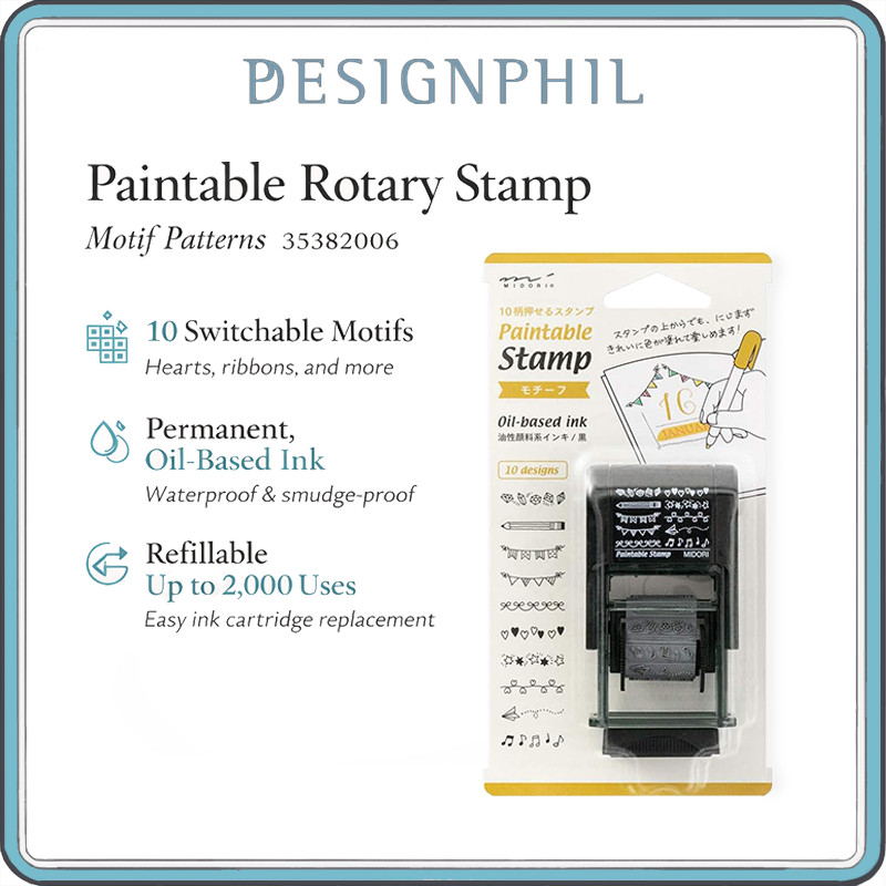 Midori Paintable Rotary Stamp (3538 Series) – Self Inking Oil Based ...
