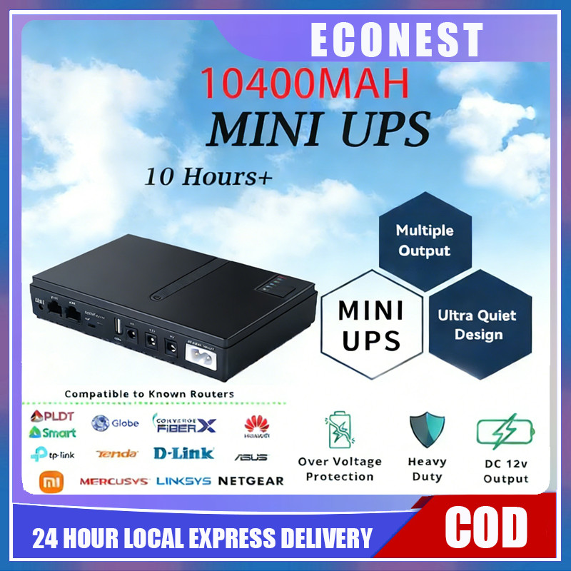 UPS Power Supply For Wifi Router Modem Power Bank CCTV 10400mAh Battery ...