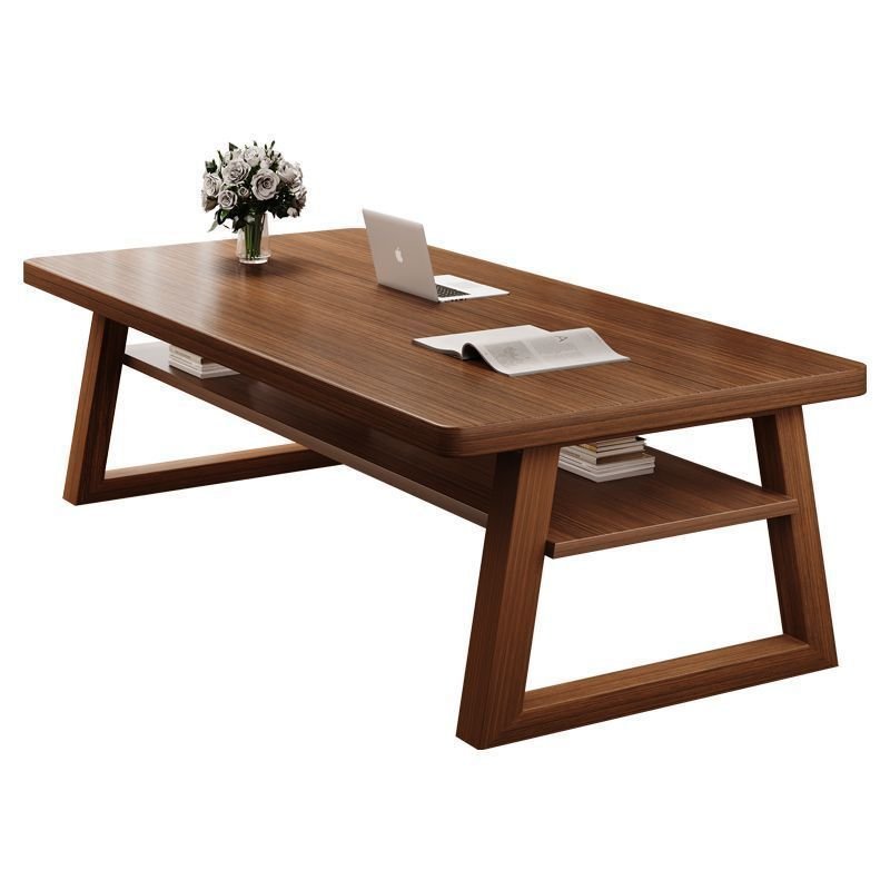 Dining Table Solid Wood Computer Desk Full Two-Layer Table Tea Table ...