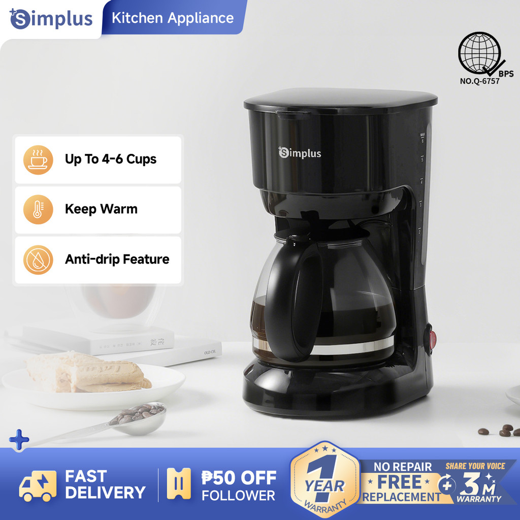 Simplus Coffee Maker 6-Cup Drip Coffee Maker Machine 700ml Constant 74 ...