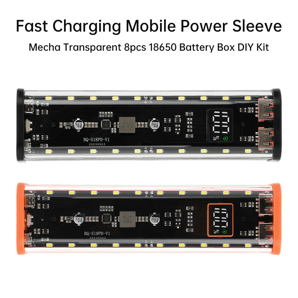 Mecha Transparent 8 Cells 18650 Battery Box Diy Kit Fast Charging ...
