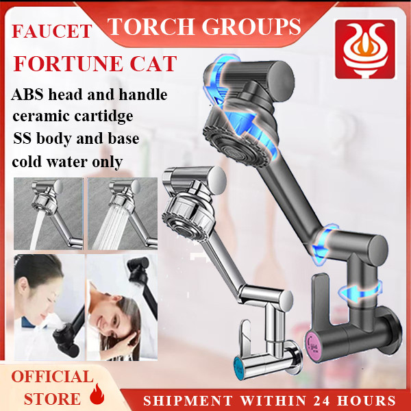 Stainless steel 360 degree swivel wall faucet vertical faucet 2 water ...