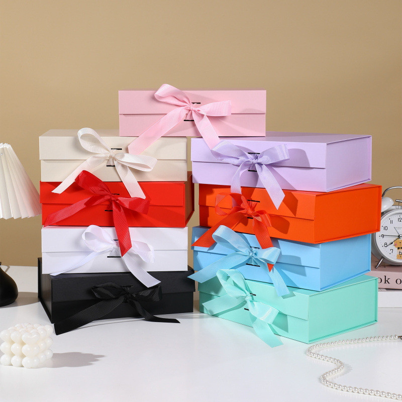 Premium Collapsible HARD Gift Box with Ribbon Corrugated Bridal ...