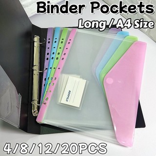 4/8/12/20 Pcs Long Loose Leaf File Bag Transparent 11 Holes Long Binder ...